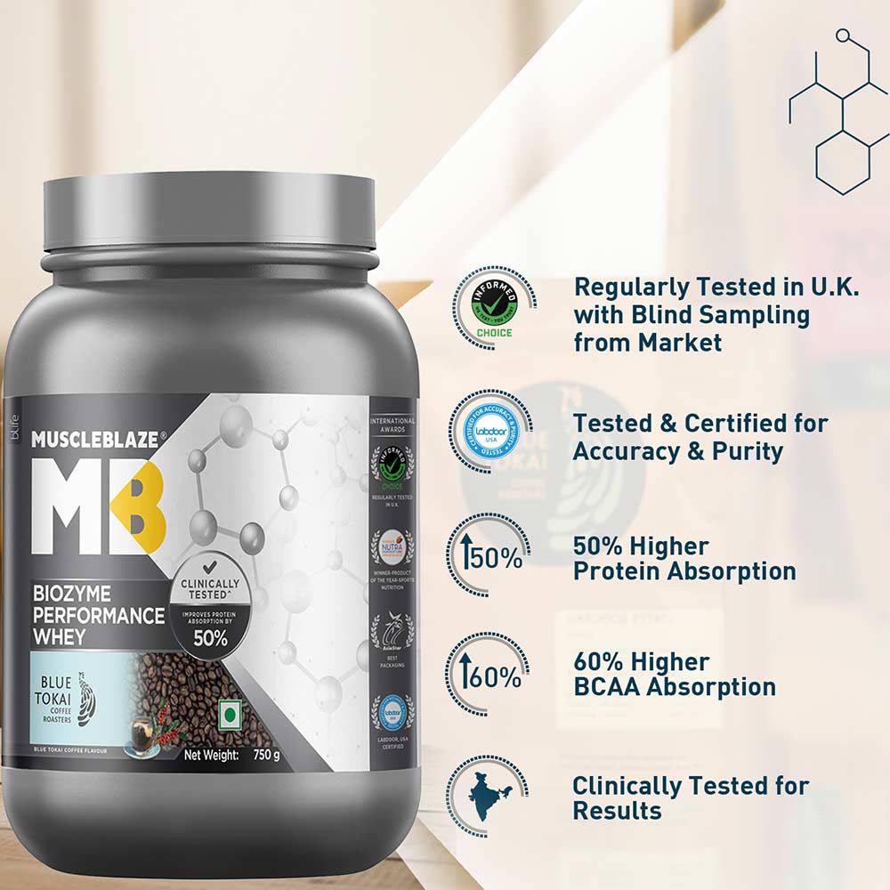 MuscleBlaze Biozyme Performance Whey Protein (4.4 lb / 2kg Rich Chocolate)