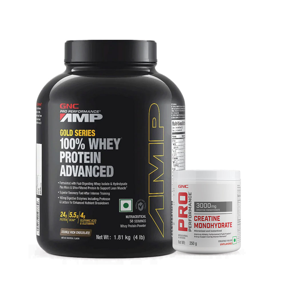 Amp Gold Series 100% Whey Protein Advanced 4lb & Creatine Monohydrate 0 ...
