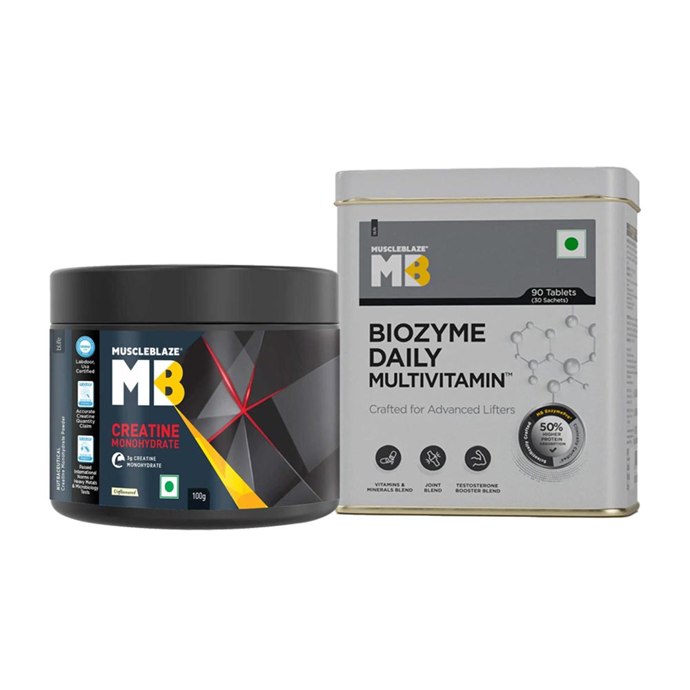 MuscleBlaze Creatine Monohydrate 0.22 lb & Biozyme Daily Multivit 90 ...